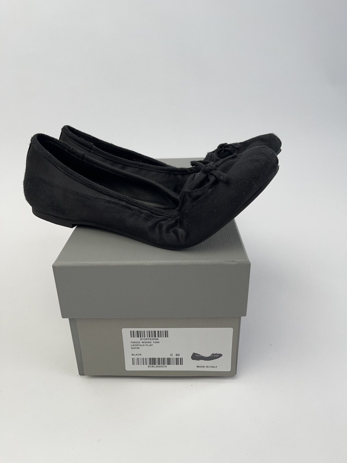 Balenciaga Black Distressed Satin Leopold Ballerina flats | Grailed