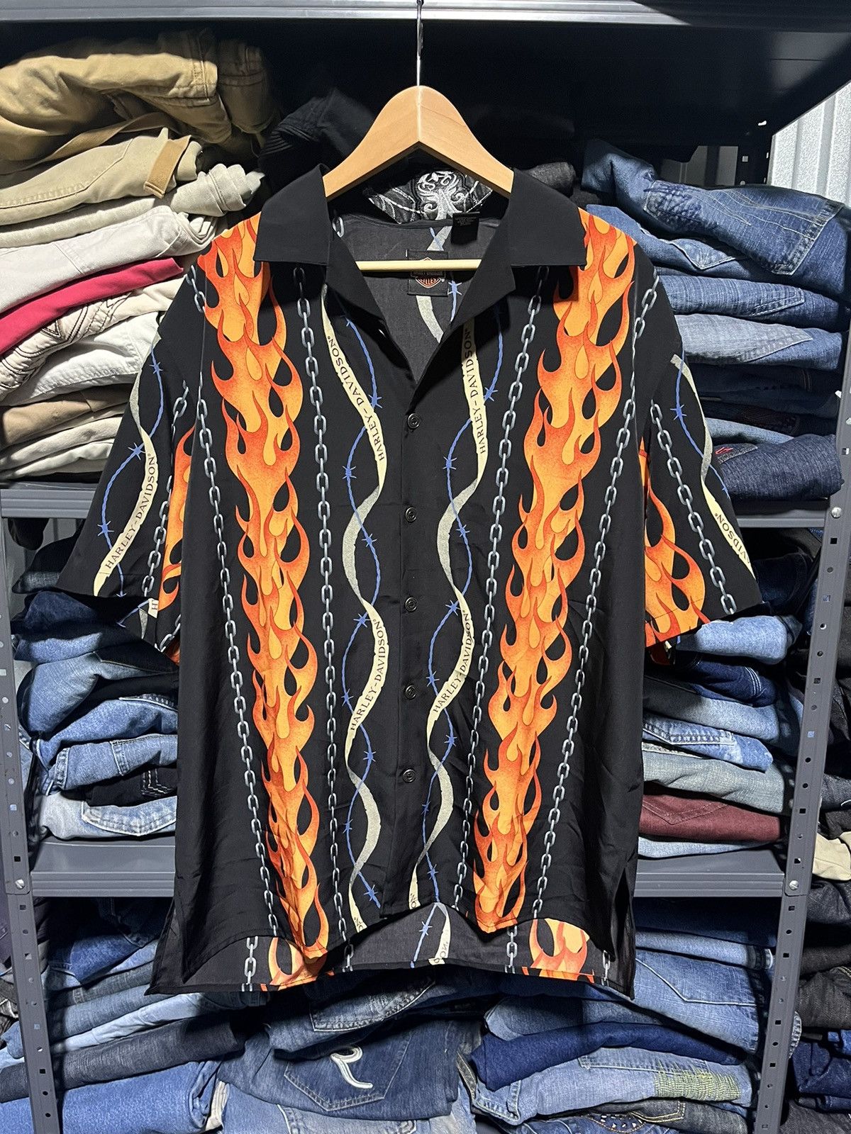 Harley Davidson × JNCO × Vintage CRAZY VINTAGE HARLEY DAVIDSON FLAME ...