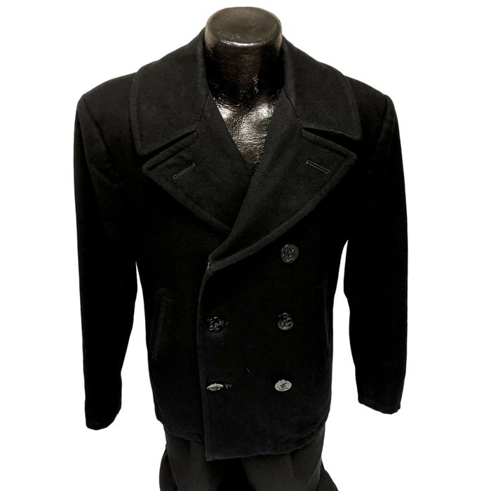 Sterlingwear 90's Sterlingwear DSCP BLACK Wool PEA Coat Overcoat Jacket ...