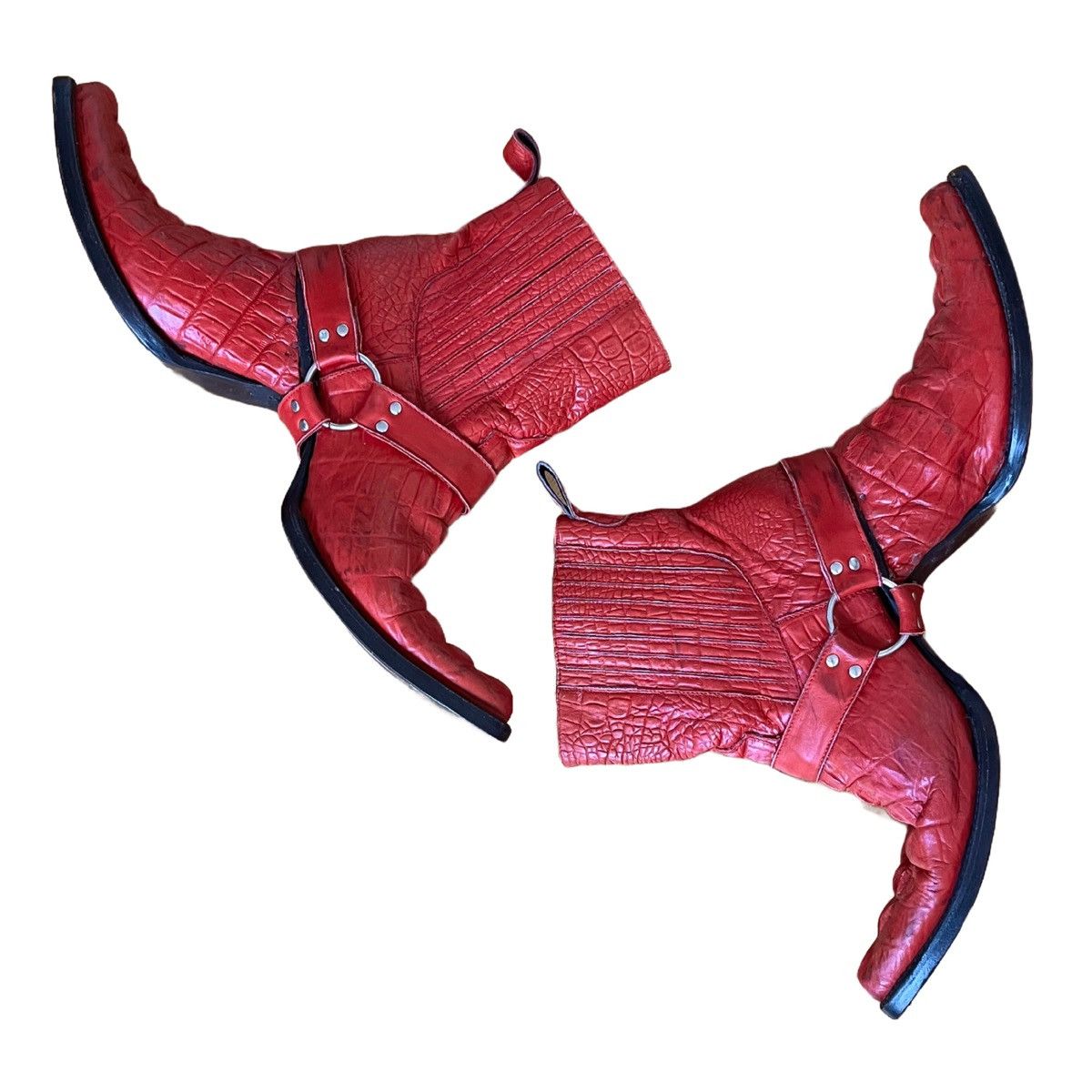 Hood By Air HBA SS 2017 Double Faced Red Croc effect Cowboy Boots | Grailed