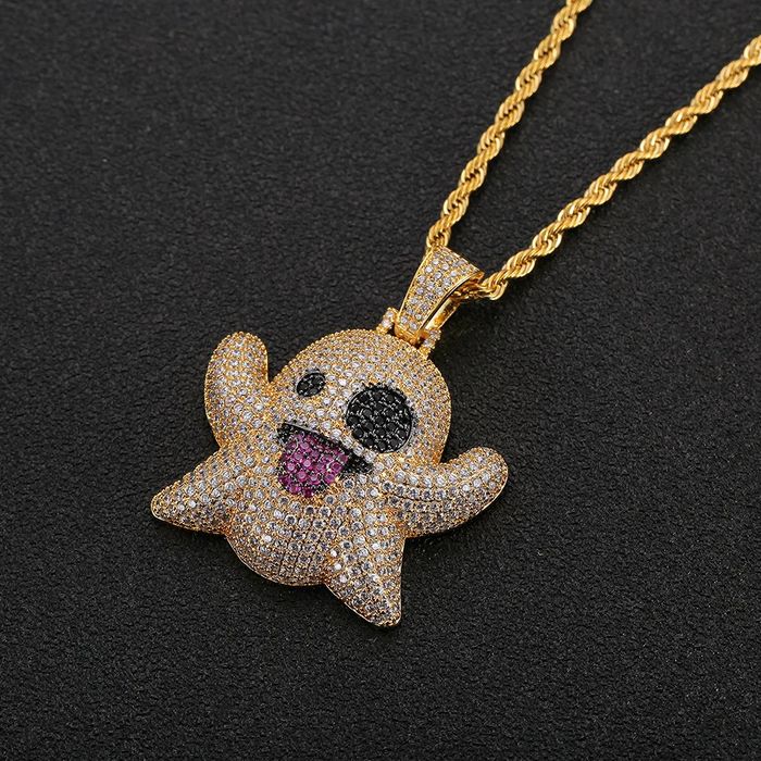 Vintage Iced Out Ghost of Grimace Necklace | Grailed