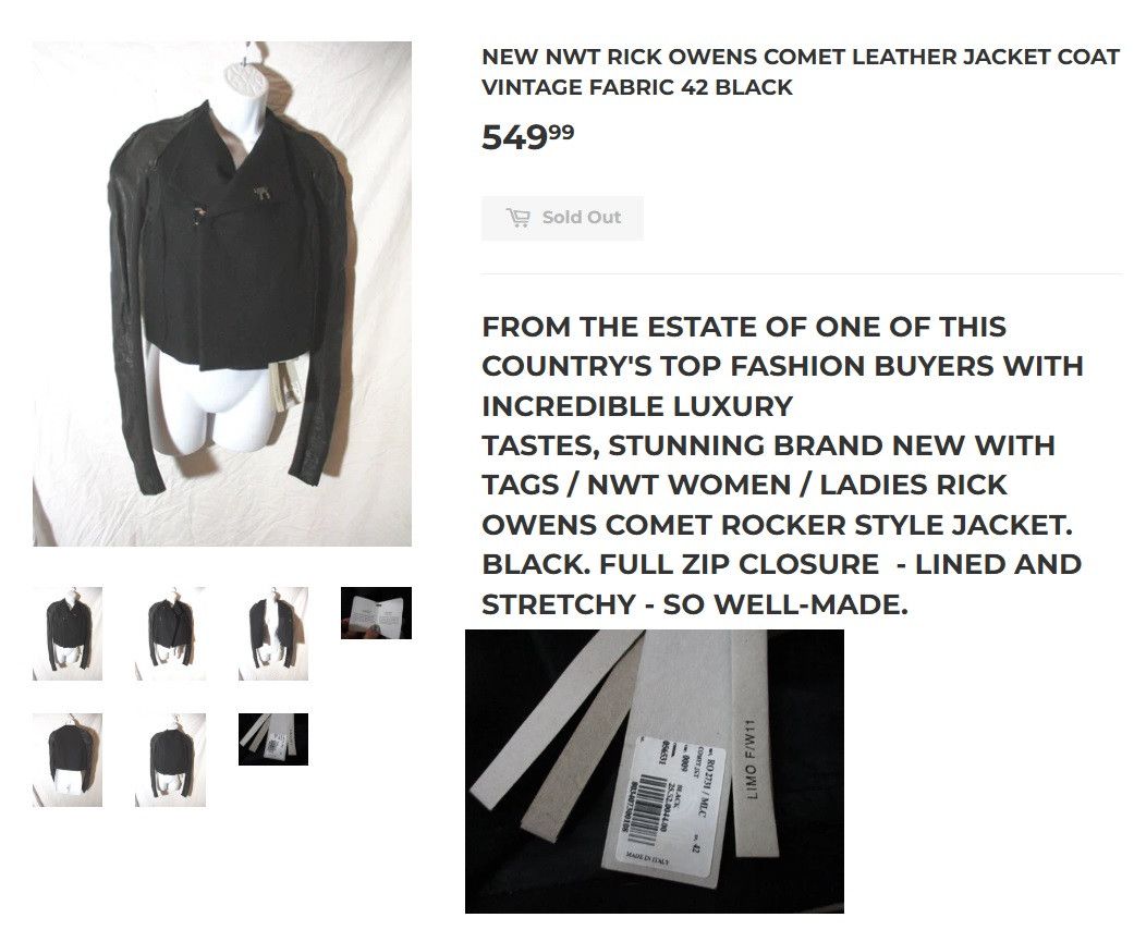 Rick Owens Rick Owens FW11 "LIMO" Comet Leather Sleeves Jacket | Grailed