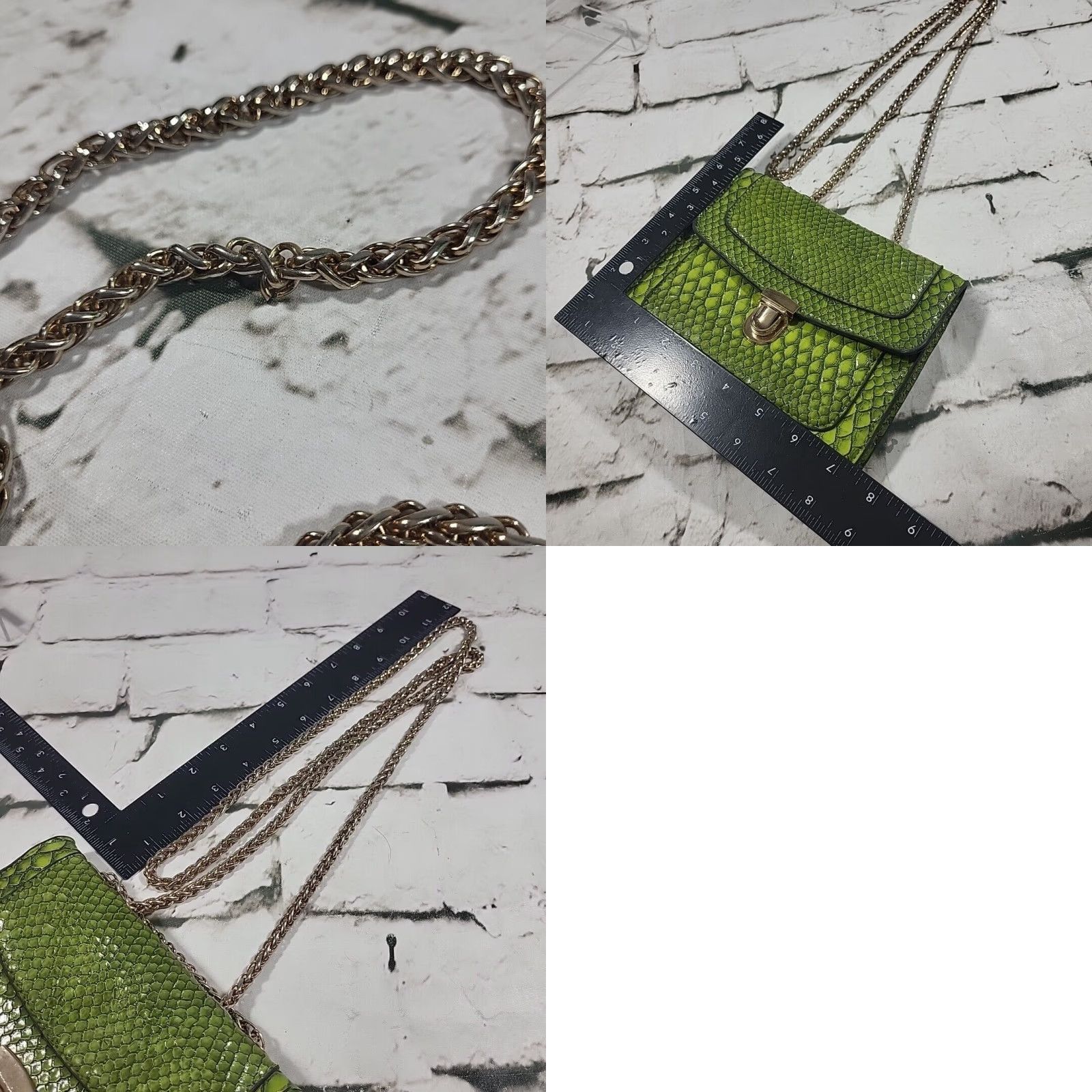 Vintage Luxurious Lime Green Snakeskin Embellished Chainlink Strap ...