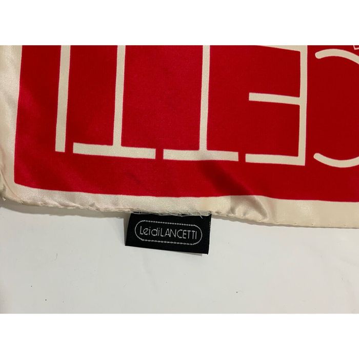 Designer LANCETTI Red Monogrammed Silk Scarf 35”/ 34” EC | Grailed