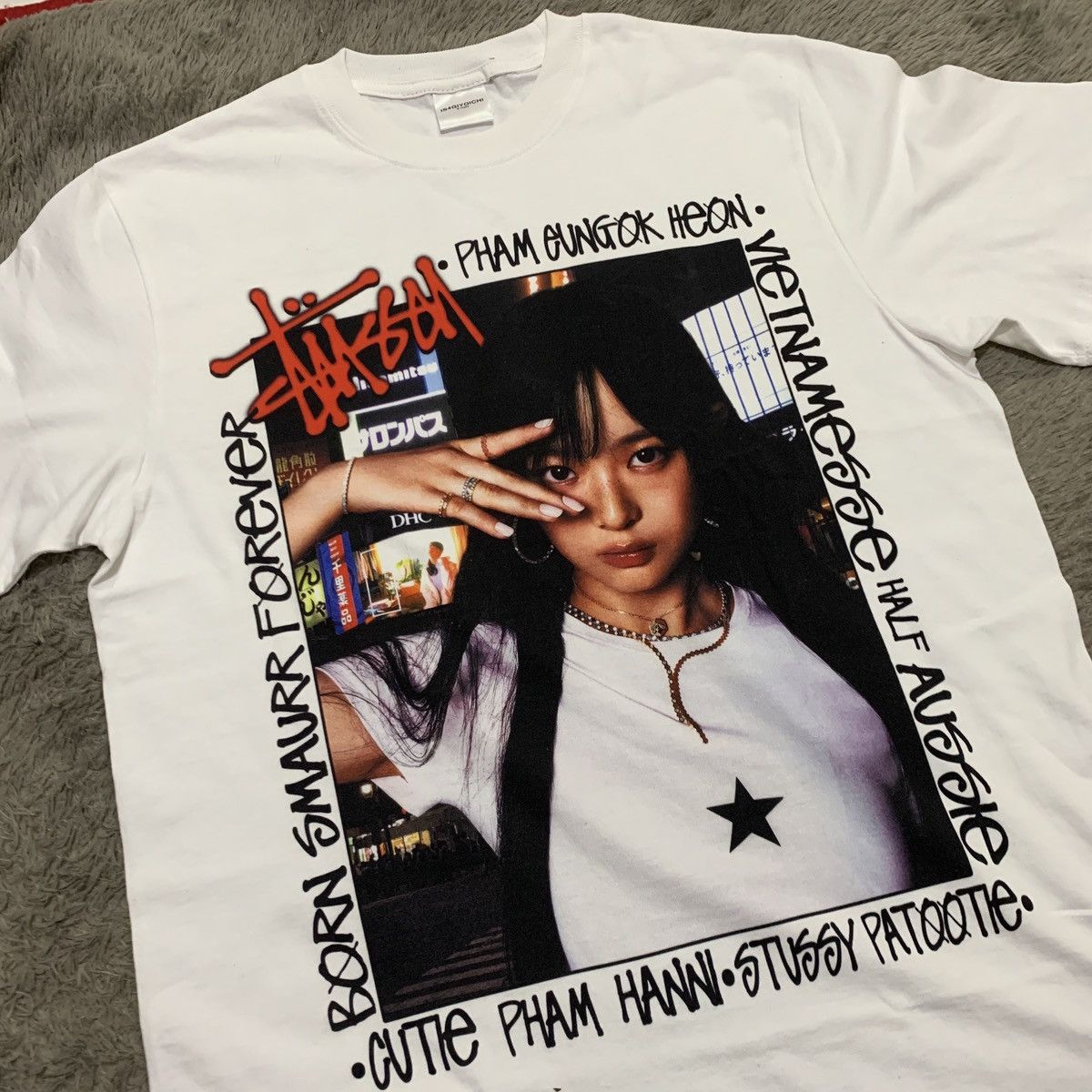 Band Tees × Rap Tees × Streetwear Newjeans x Hanni pham x stussy font x ...