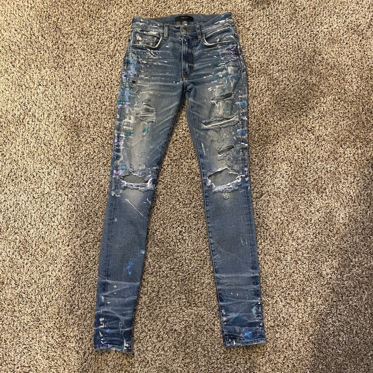 Amiri [RARE] Amiri Paint Splatter Distressed Ripped Jeans | Grailed