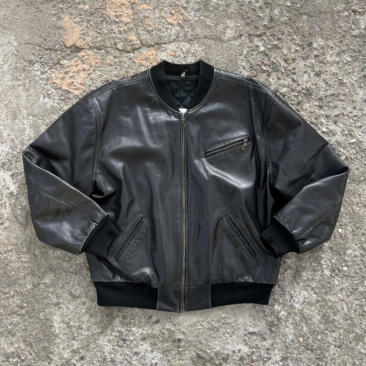 Leather × Leather Jacket × Vintage Vintage Genuine Real Leather Jacket ...