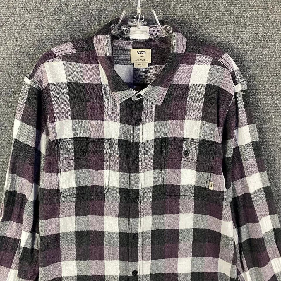 Vans Vans Shirt Men's Large Button Up Check Purple Long Sleeve | Grailed