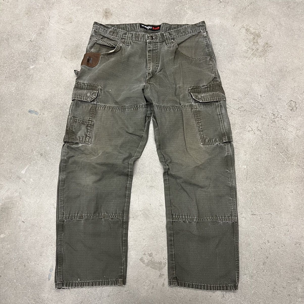 Streetwear × Vintage × Wrangler wrangler riggs double knee cargo moss ...