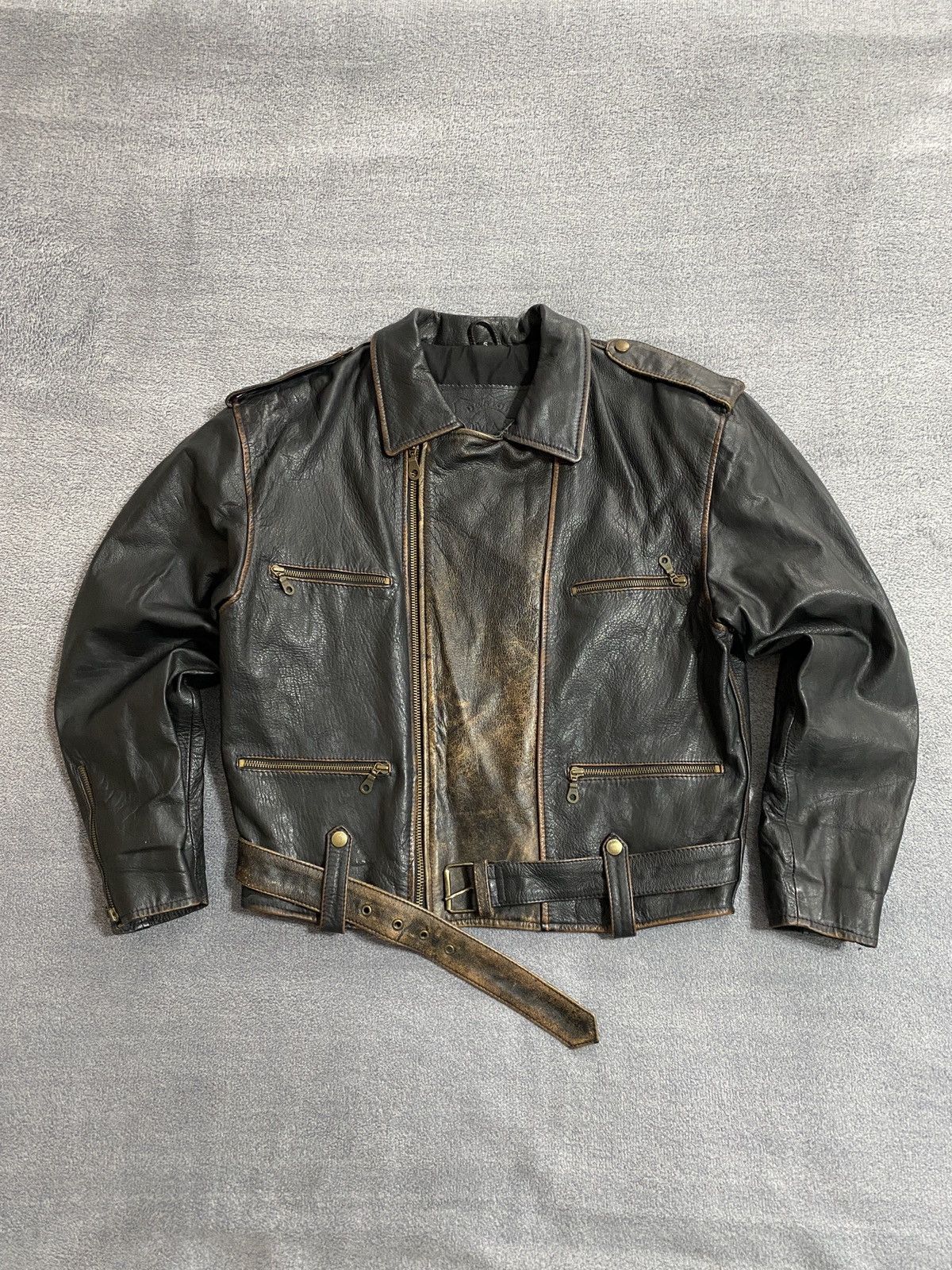 If Six Was Nine Rare Leather avant garde jacket faded Rick Owens vibe ...