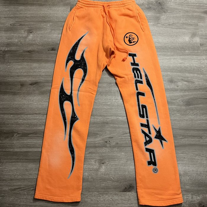 HELLSTAR Hellstar Fire Orange Flare Sweatpants | Grailed