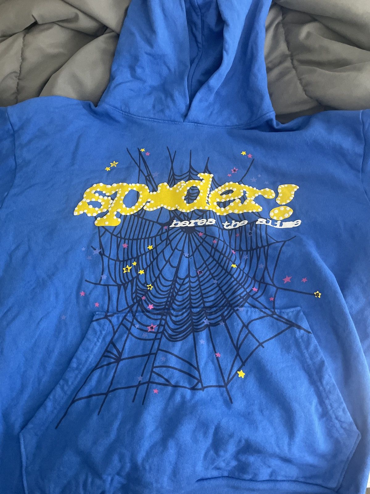 Streetwear Blue Sp5der TC Hoodie | Grailed