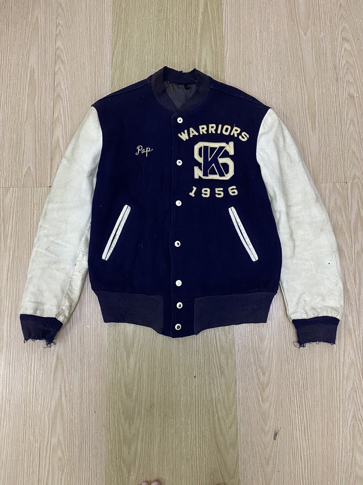 Vintage Vintage SK warriors distressed varsity jacket | Grailed