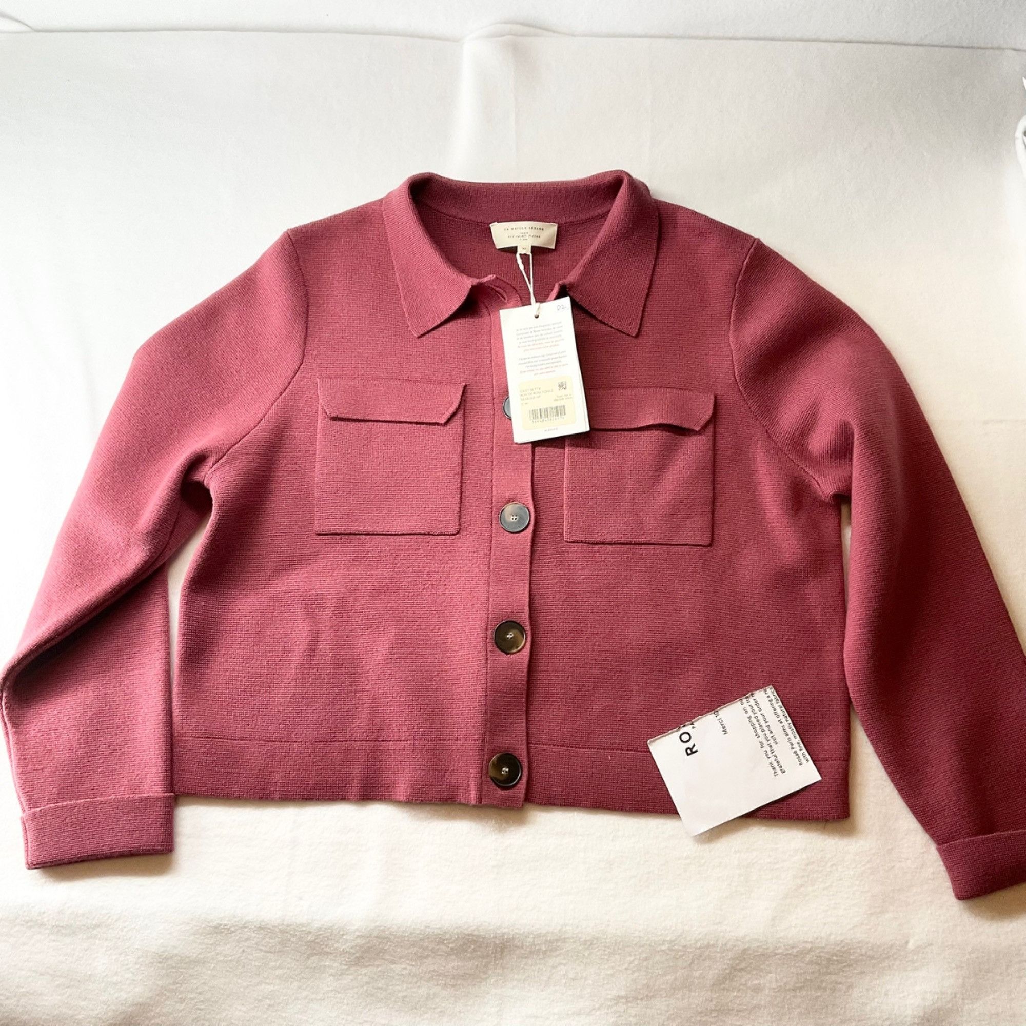 Sezane NWT Sezane Betty Cardigan sweater In rose wood red Wool SZM ...
