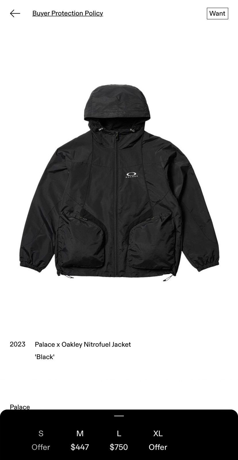 Palace PALACE X OAKLEY NITROFUEL JACKET BLACK | Grailed