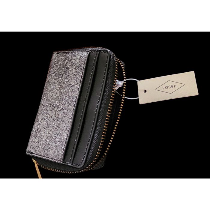 Fossil Fossil Sophia Mini Wallet Gunmetal NTW Black Glitter Cards | Grailed