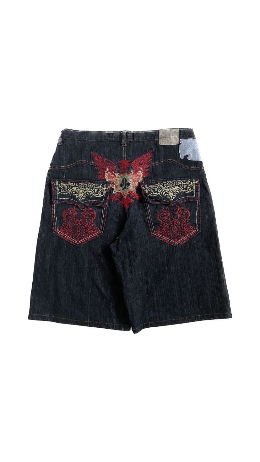 Affliction × JNCO × Southpole Red ape baggy jorts | Grailed