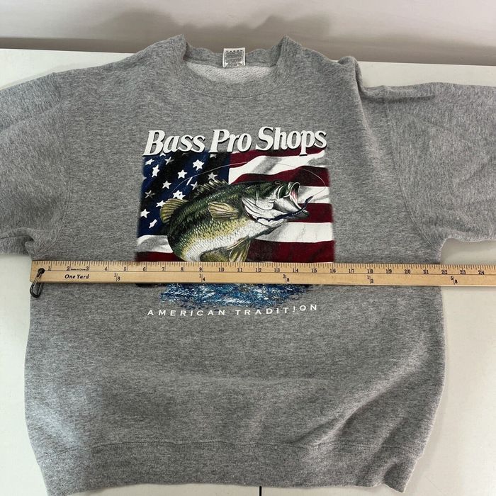 Vintage 90s Bass Pro Shops American Flag Crewneck Sweatshirt Fishing ...