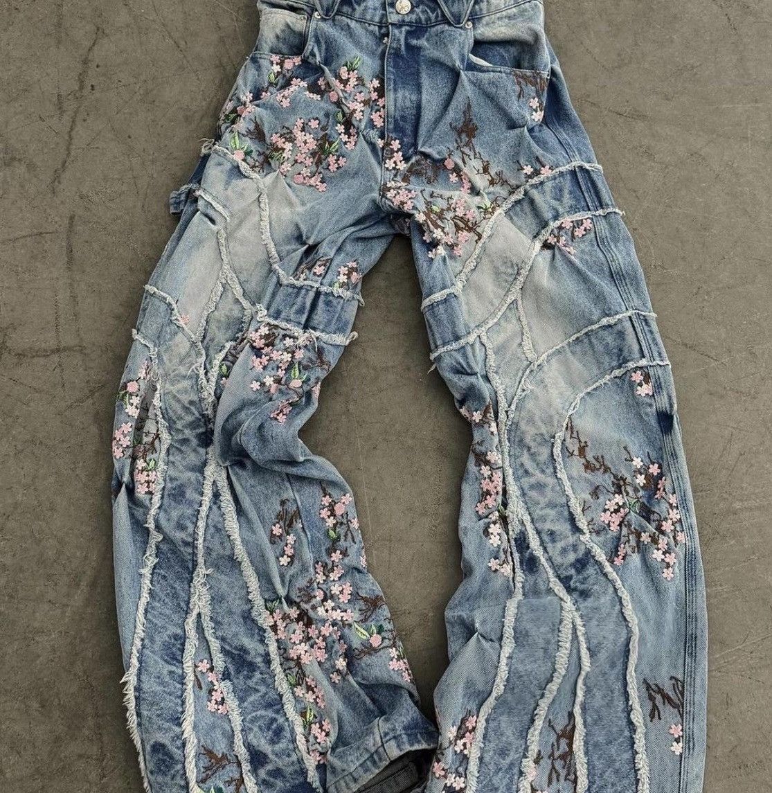 Bad Son Badson Cherry Blossom Custom Denim Pants | Grailed