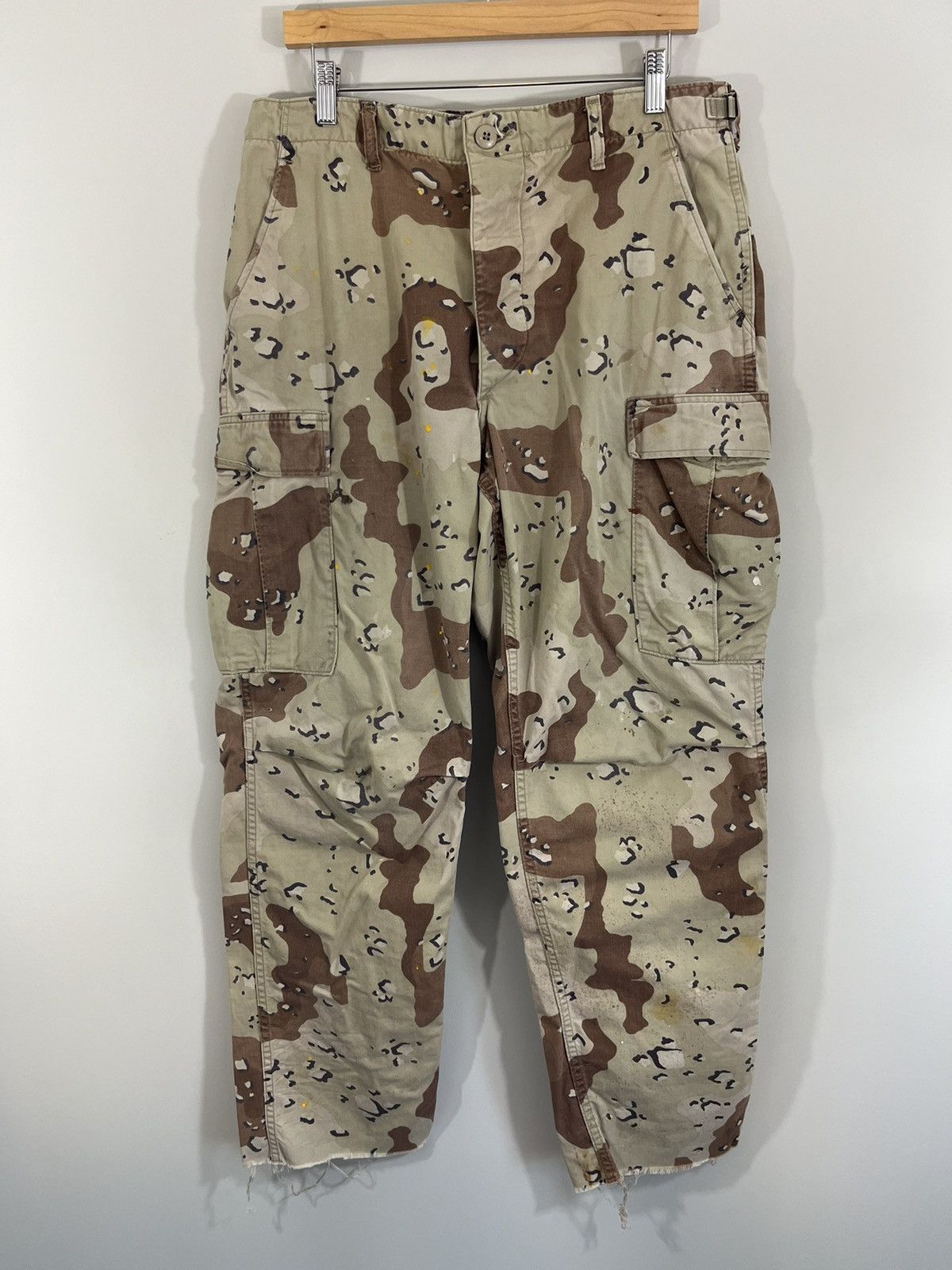 Vintage Thrashed Cut Off Raw Hem Desert Camo Cargo Military Pants | Grailed