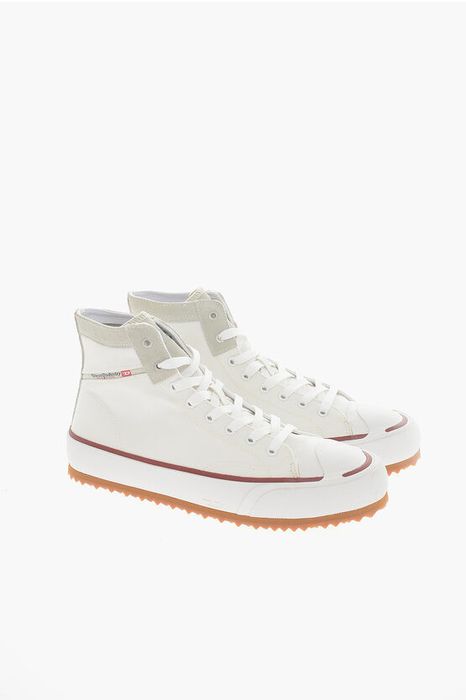Diesel Canvas and Suede S-PRINCIPIA Low-Top Sneakers with Platform ...