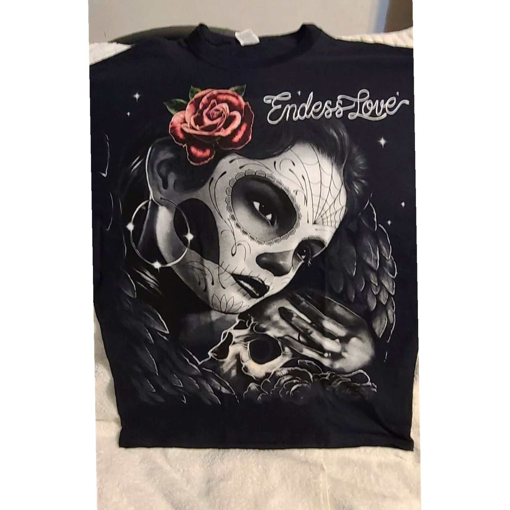 Vintage WOMAN SKULL EMBRACED BY ROSE FLOWER SYMBOLIZING ETERNAL ...