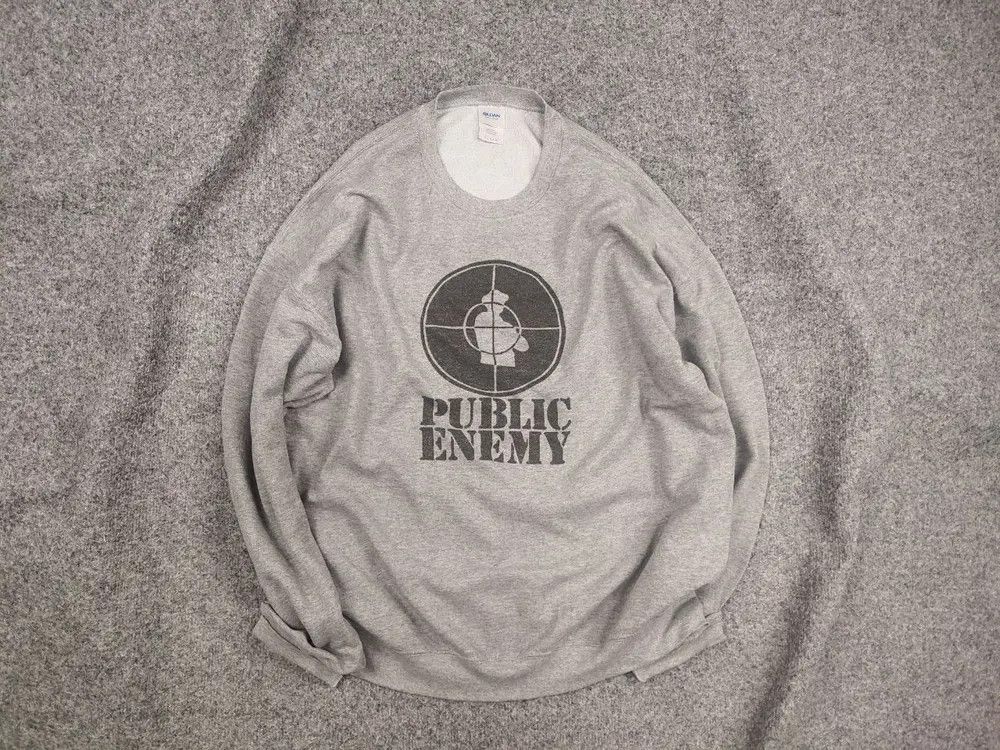Public Enemy Vintage Public Enemy Target Logo Gray Crew chek Sweatshirt ...