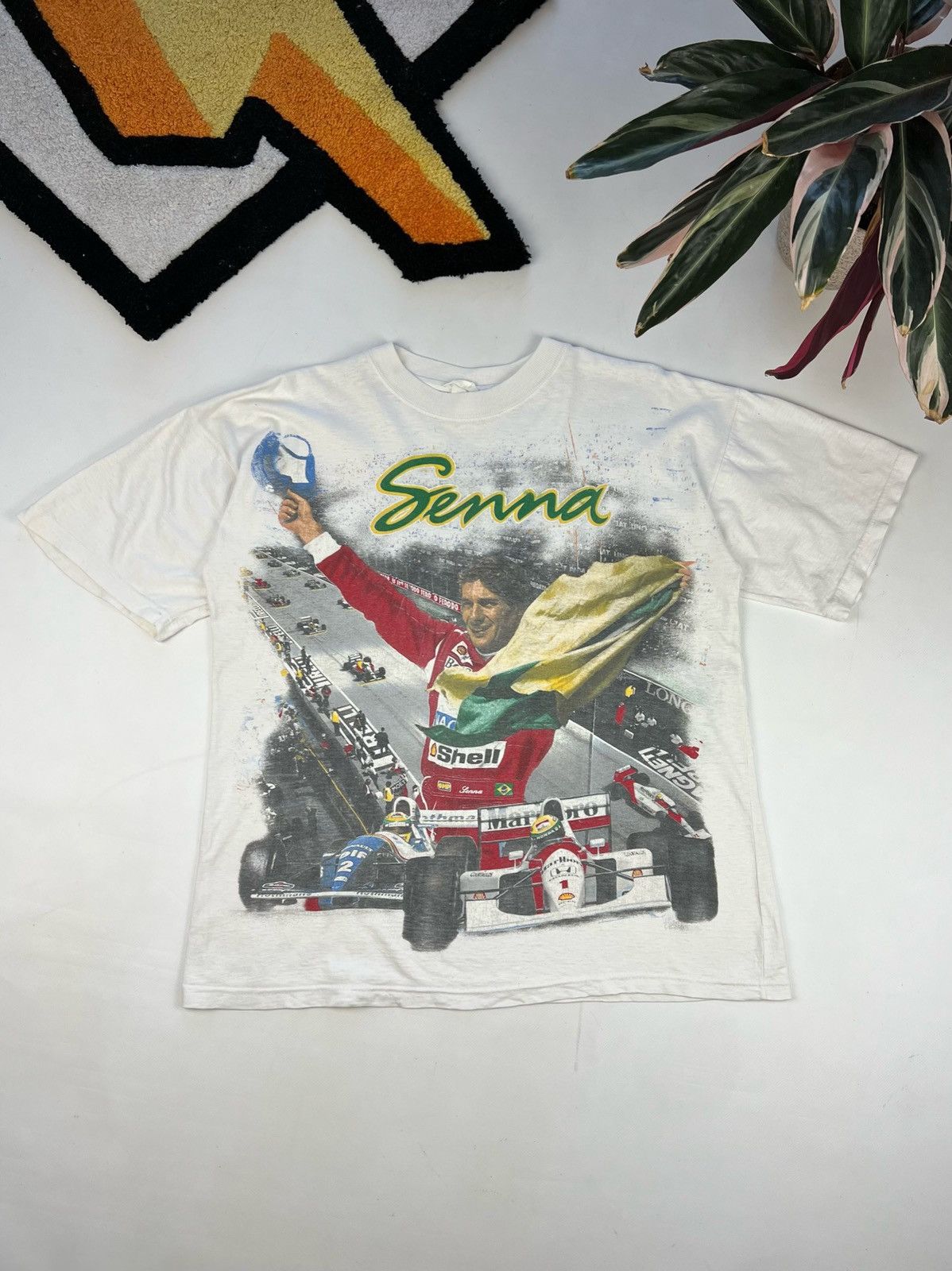 Vintage Vintage Aryton Senna AOP Formula 1 Racing Memorial Tee | Grailed