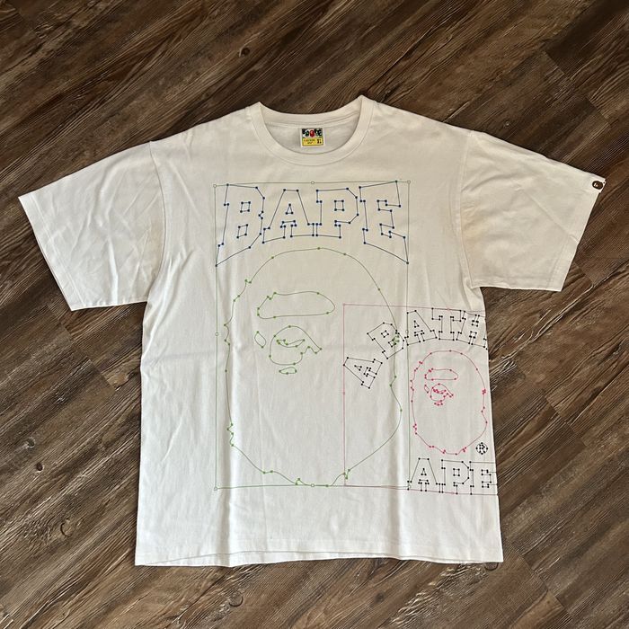 Bape Bape ape head college logo outline tee | Grailed