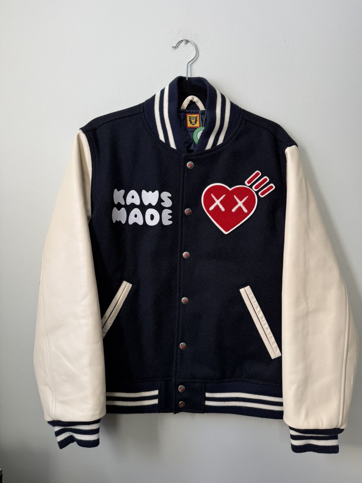 Human Made × Kaws Kaws x Human Made “Kaws Made” Varsity Jacket | Grailed
