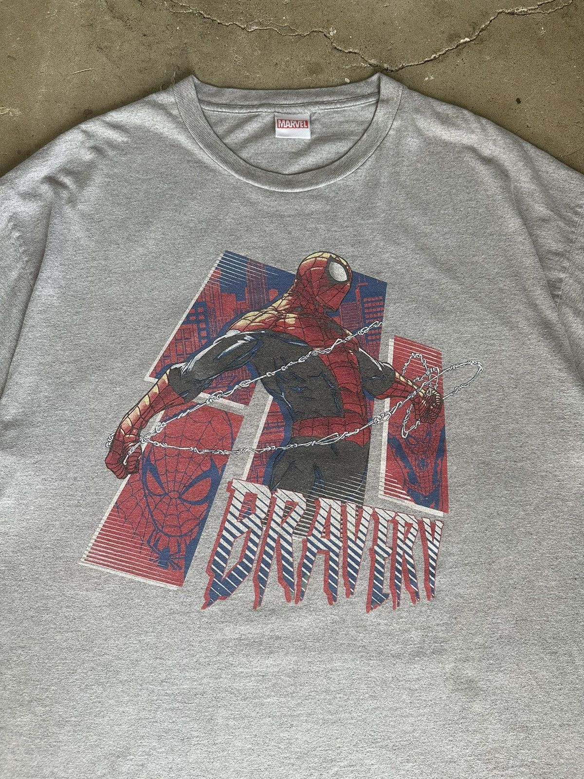 Vintage 90s Vintage Spider-Man “Bravery” Comic Boxy T Shirt Grey | Grailed