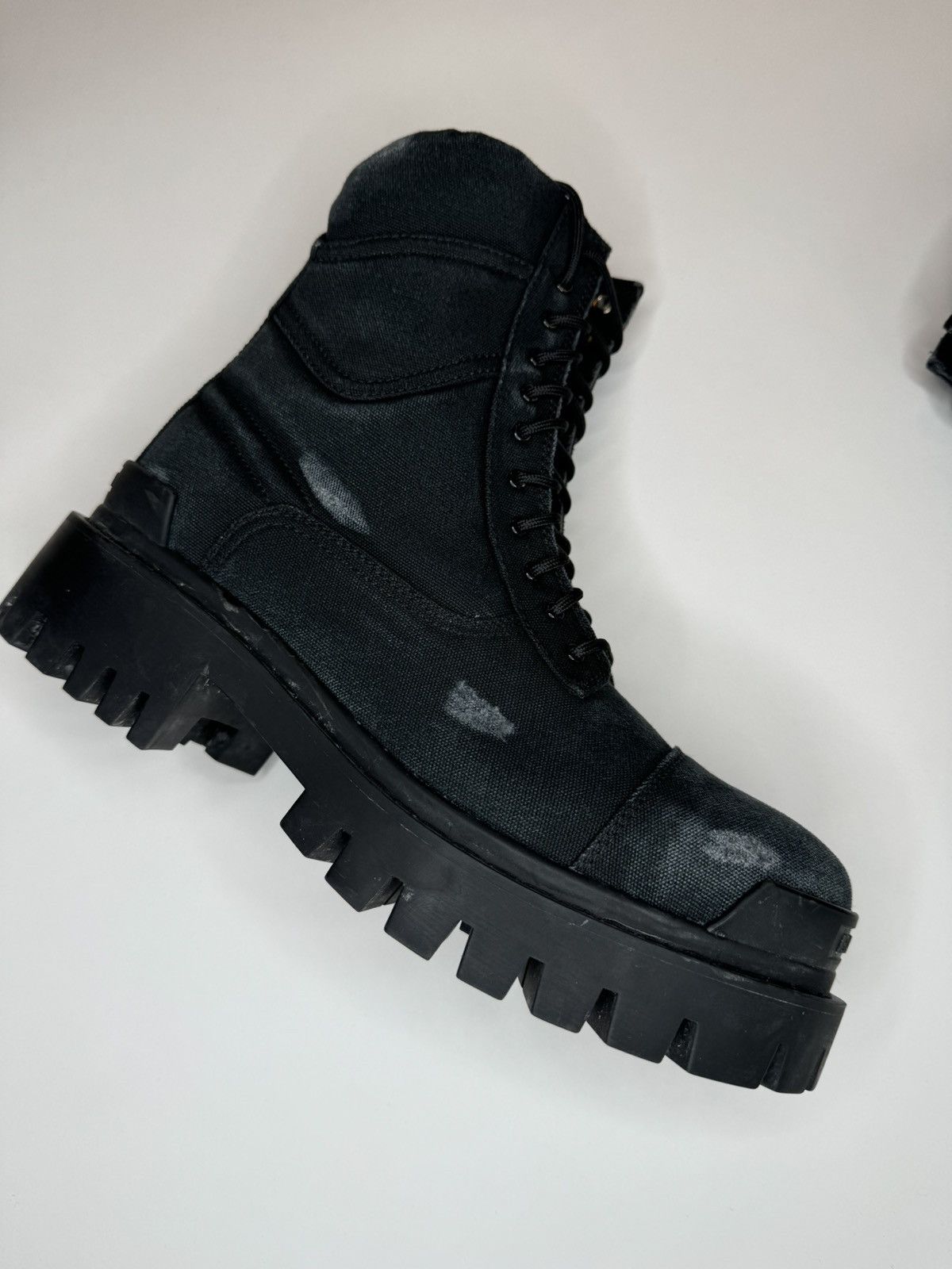 Balenciaga Balenciaga Canvas Distressed Strike Boots | Grailed
