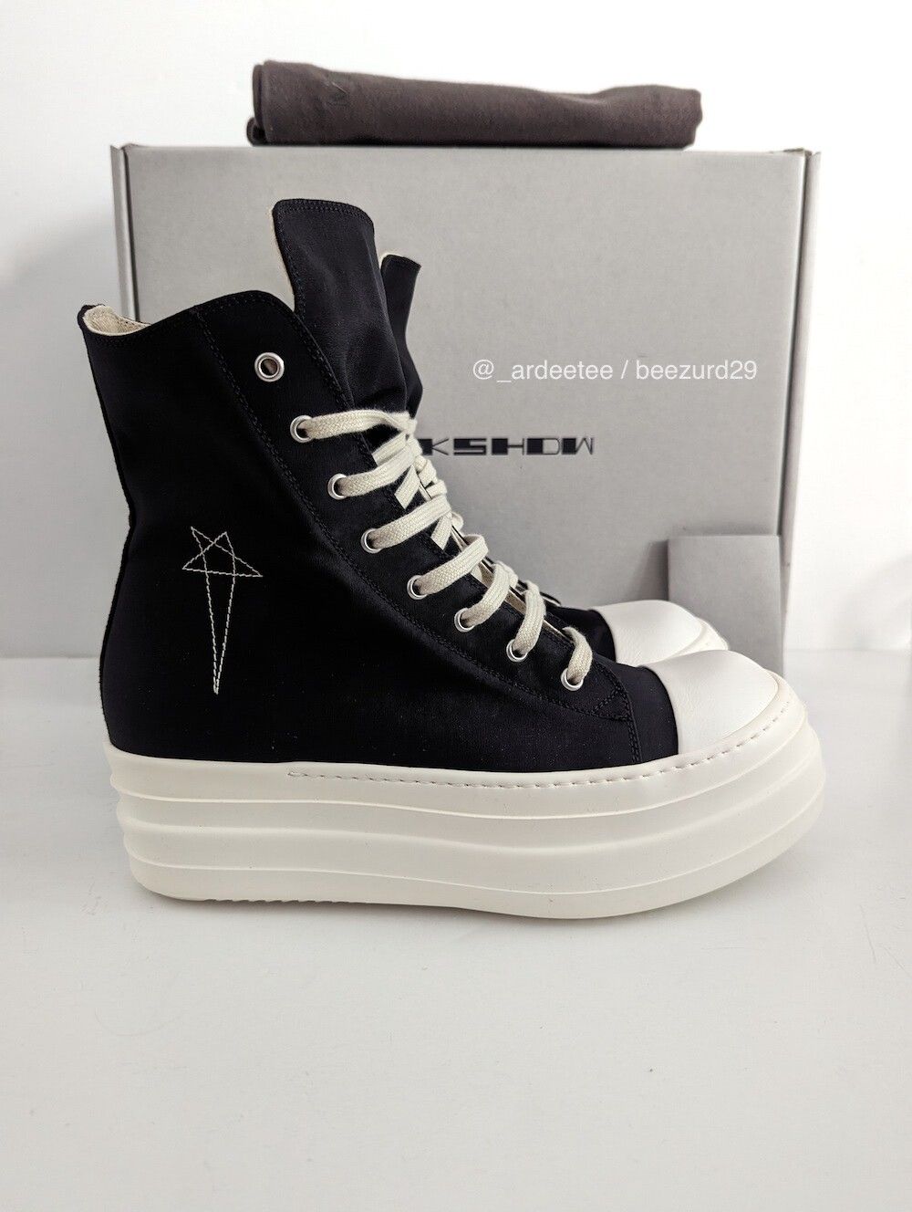 Rick Owens Drkshdw *NEW* SS20 PENTAGRAM DOUBLE BUMPER RAMONES HIGH ...