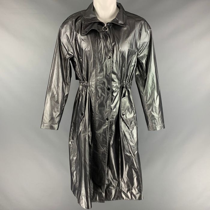 Akris Black Silver Polyamide Bend Metallic Zip Snaps Coat | Grailed