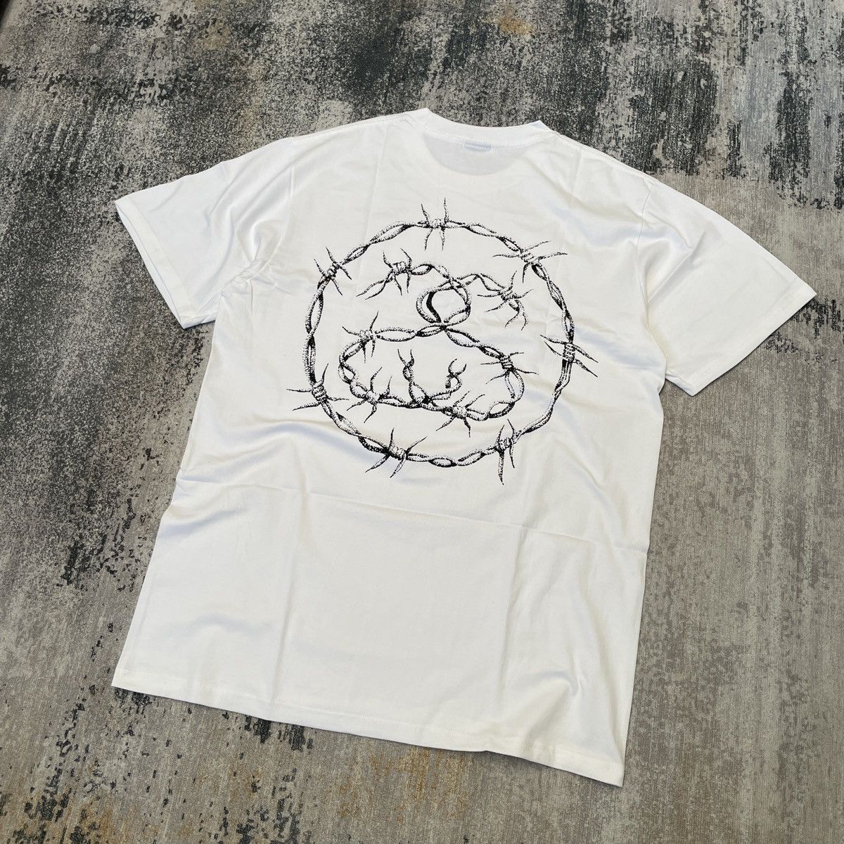 Streetwear × Stussy SS STUSSY BARB TEE WHITE | Grailed