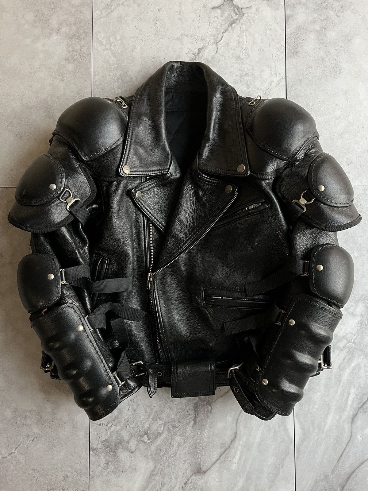 Kadoya Kadoya “Battle Suit” Armoured Leather Jacket | Grailed