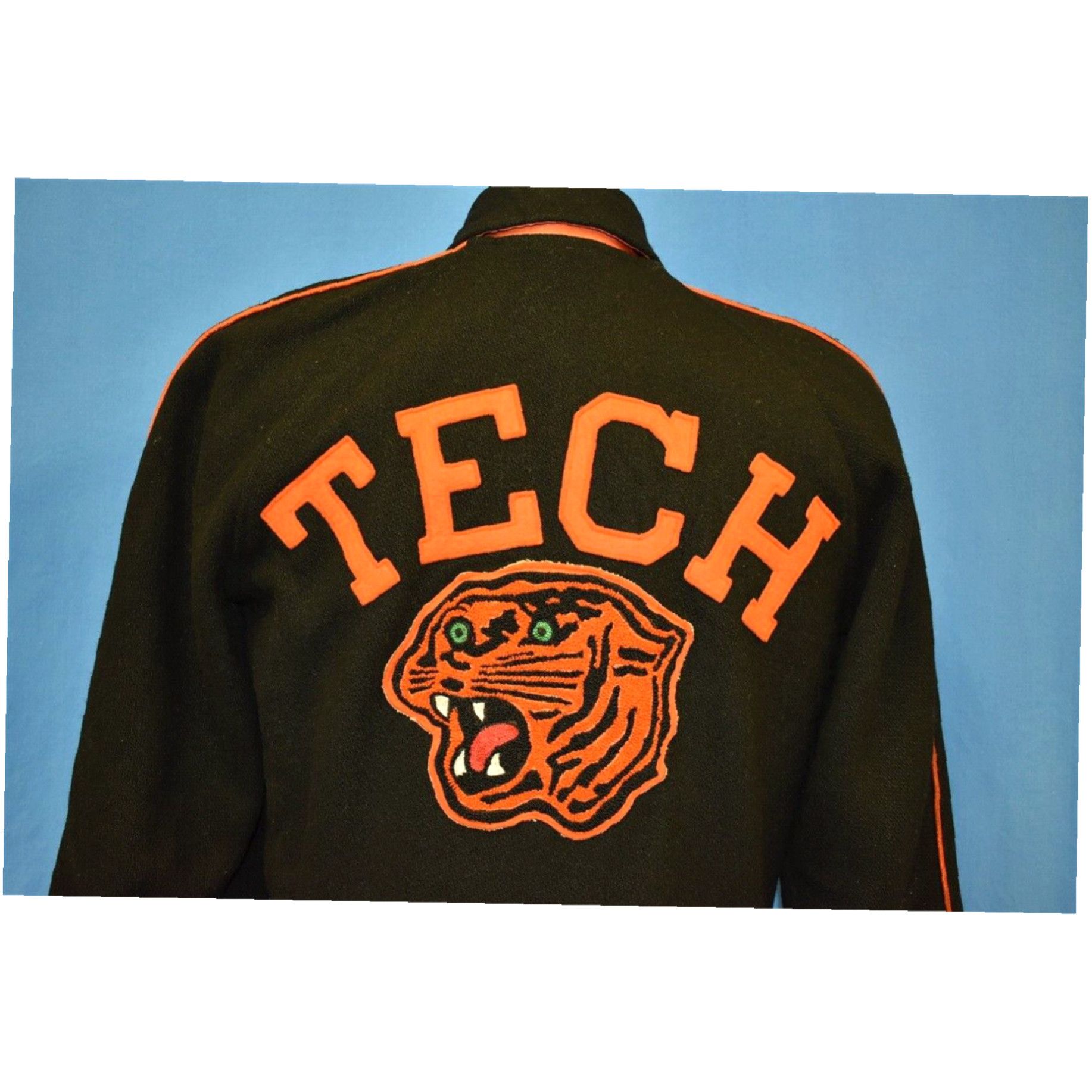 Blend Authentic 1950s Style Tiger Tech Black and Orange Wool Blend ...
