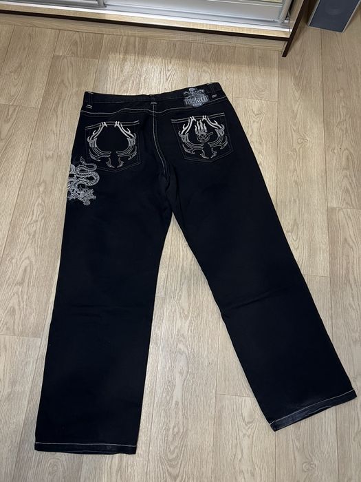 Japanese Brand VINTAGE MISKEEN Y2K EMBROIDERED LOGO BAGGY RAP JEANS ...