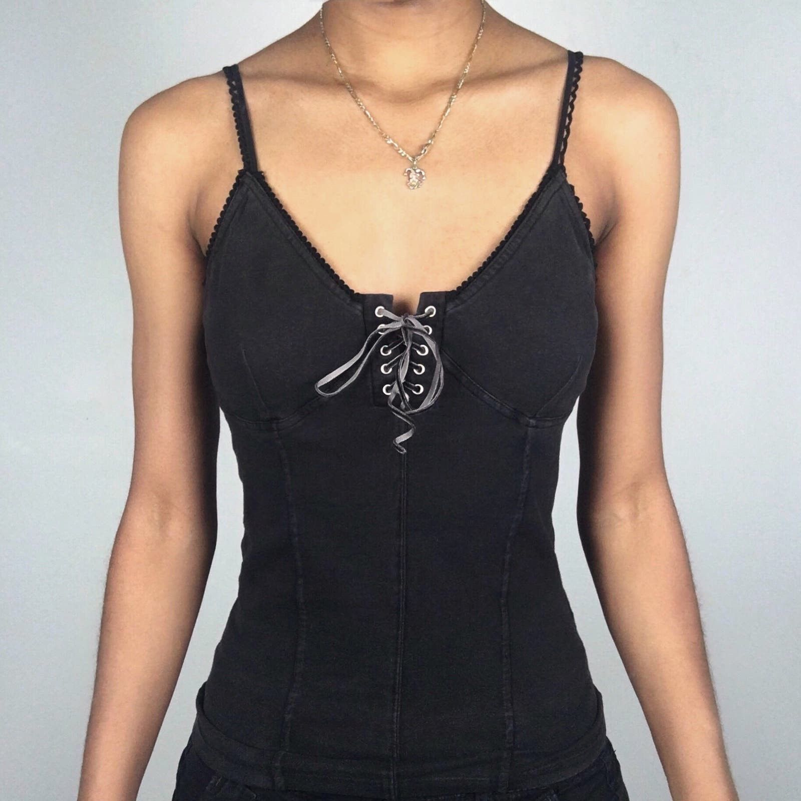 Vintage Y2K No Boundaries Corset Style Black Camisole Top Cami Goth ...