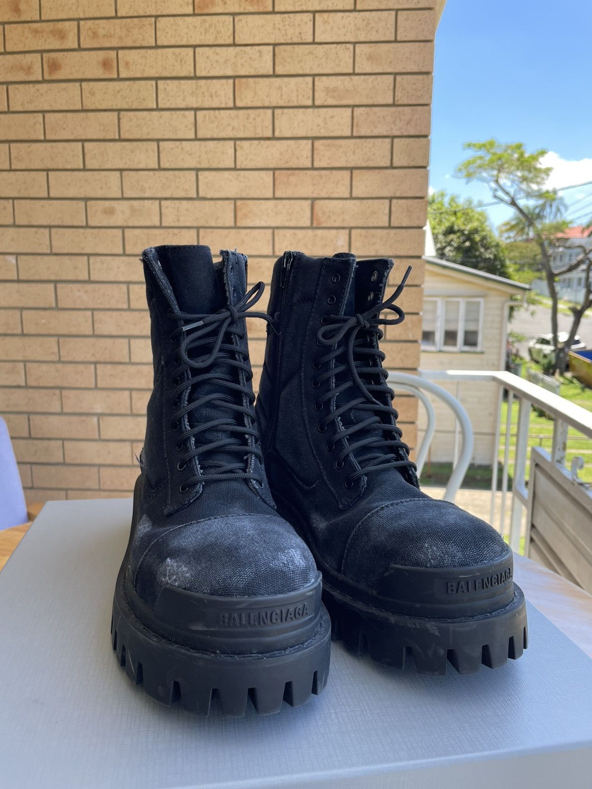 Balenciaga Balenciaga Combat Strike Boot 'Worn-Out - Black' (Size: E39) | Grailed