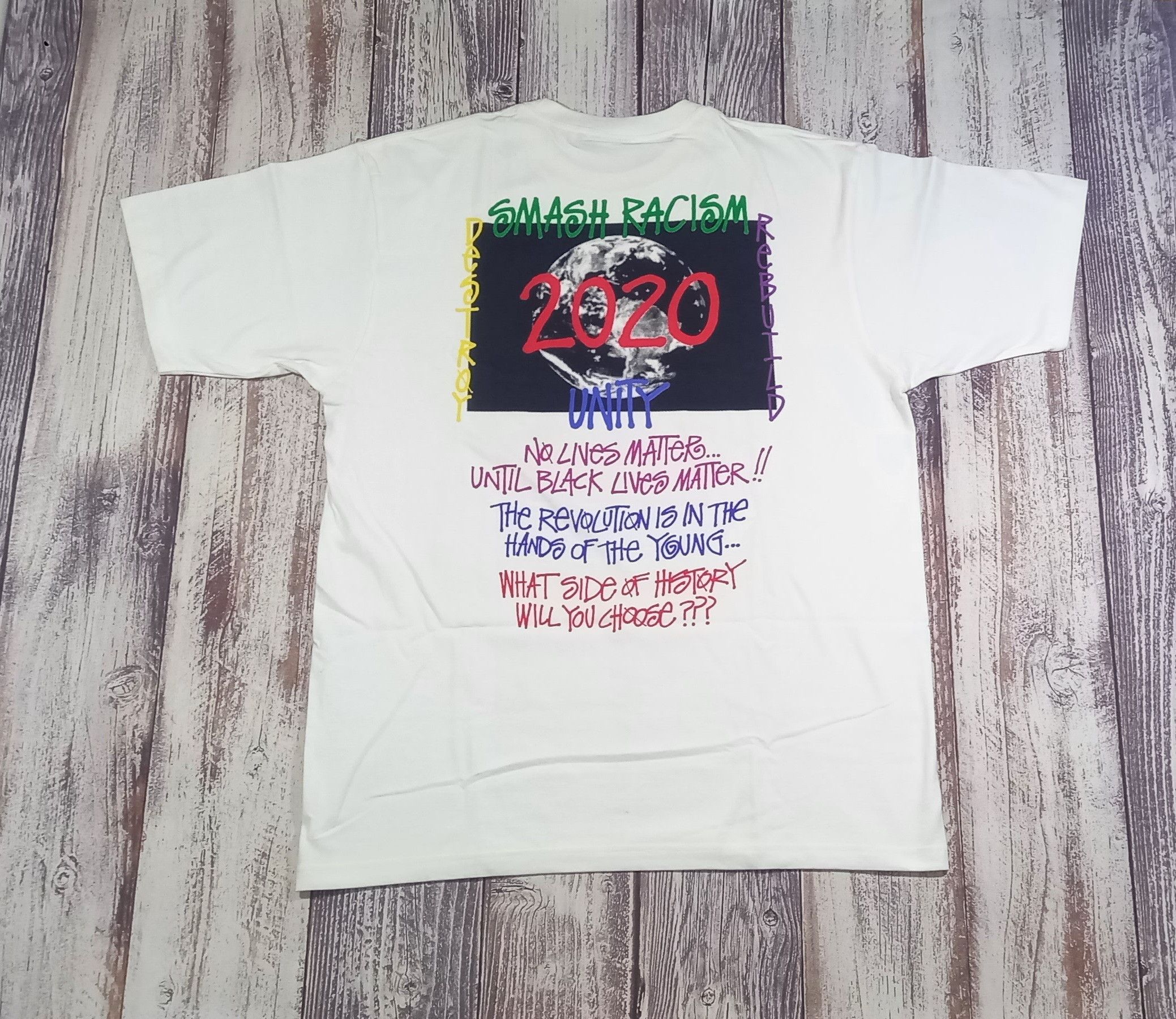 Streetwear × Stussy × Vintage Stussy Smash Racism Tee White | Grailed