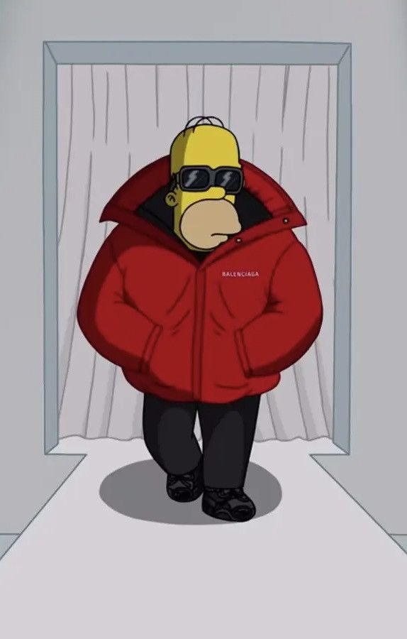 Balenciaga 20SS Homer Simpson Pillow Puffer + Red Cover Jacket Set ...