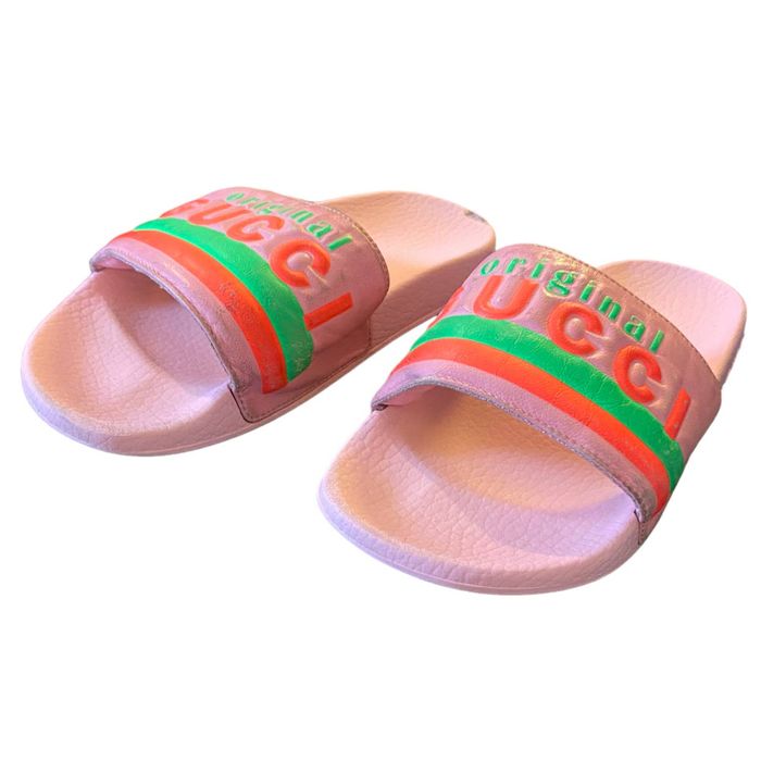 Gucci Auth Gucci Limited Edition Neon Pink Pool Beach Slides 6 | Grailed