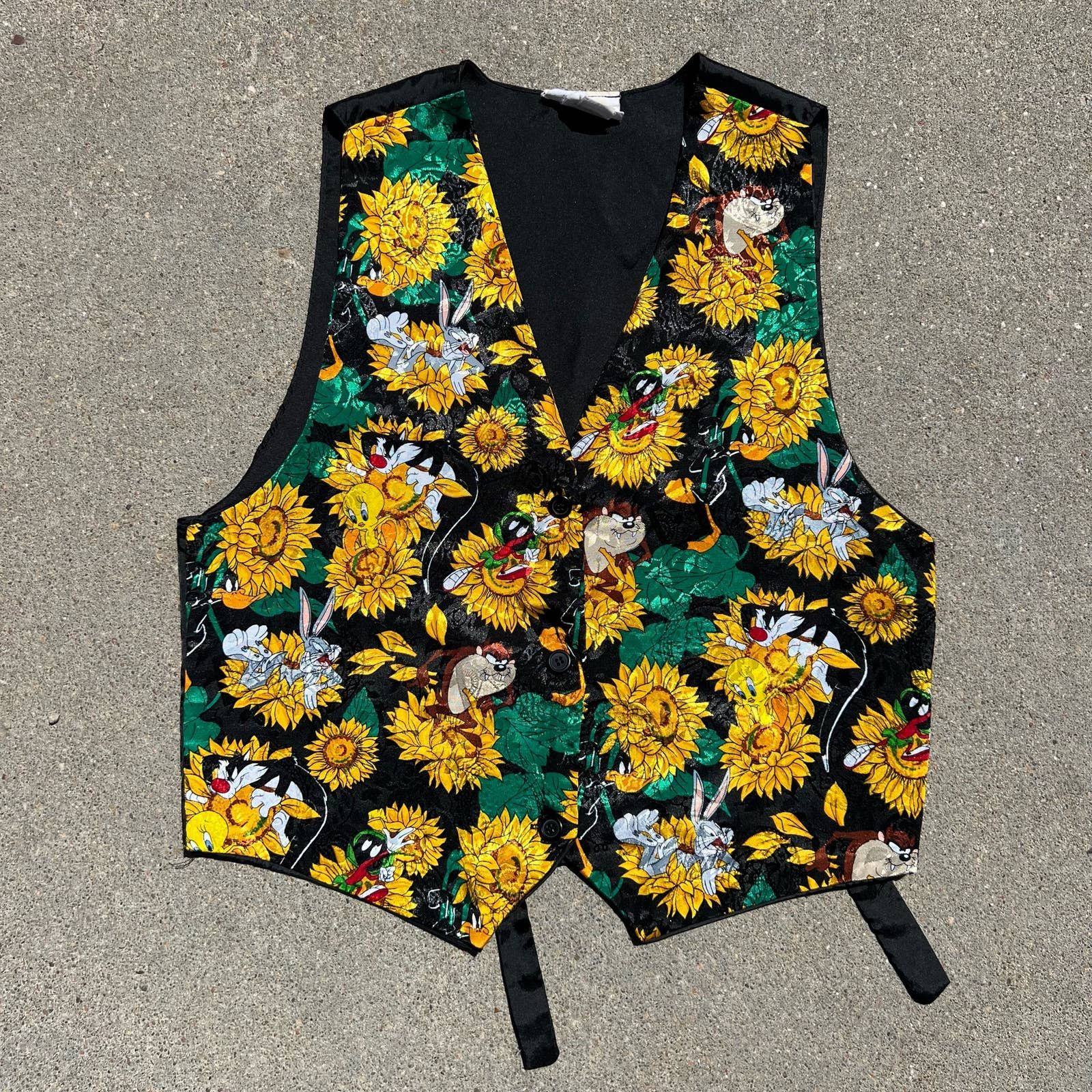 Vintage 90s Looney Tunes Sunflower Taz Bugs Bunny Tweety Slinky Vest ...