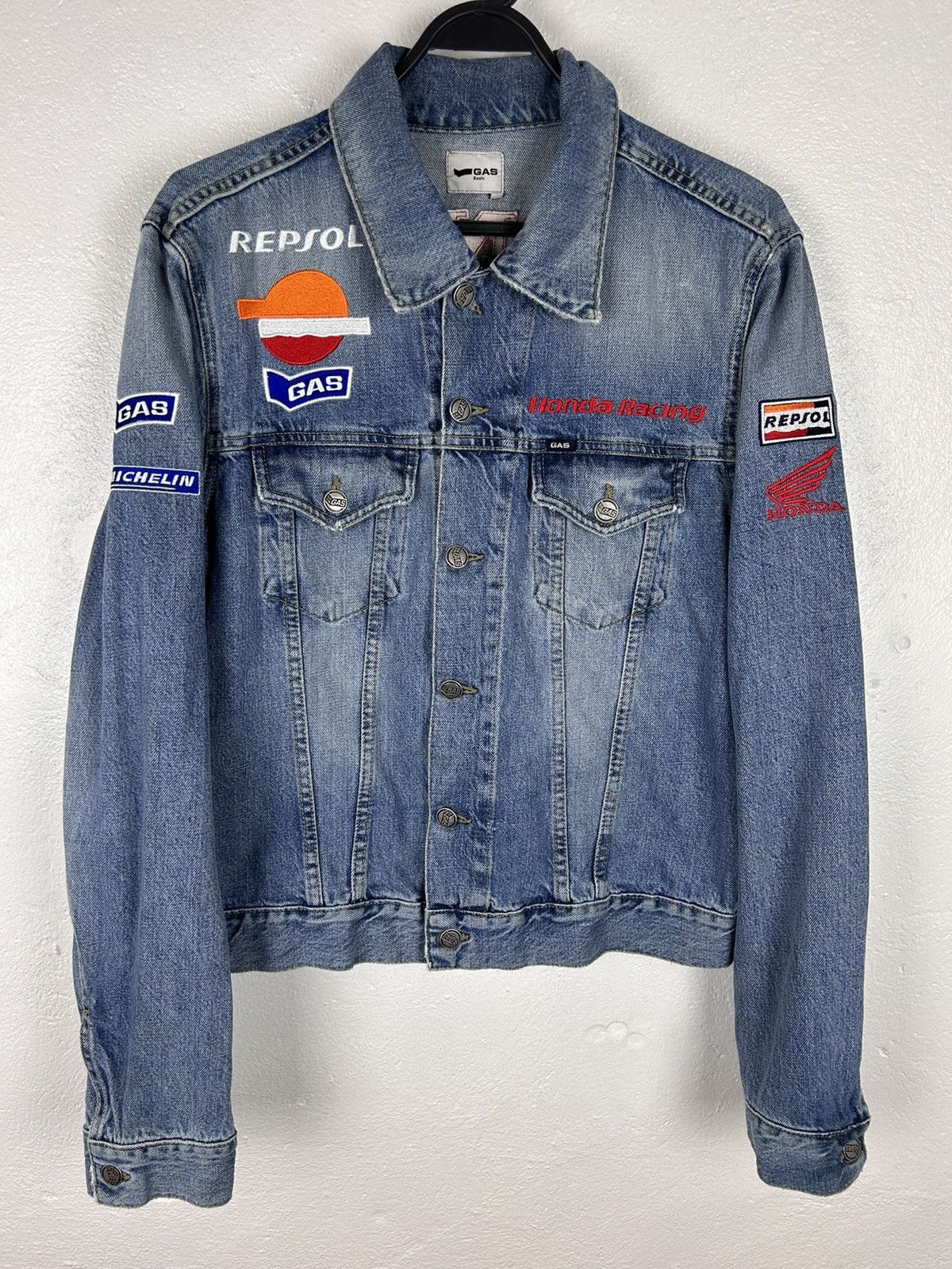 GAS × Honda Gas Honda Repsol Embroidery Racing Denim Trucker Jacket ...
