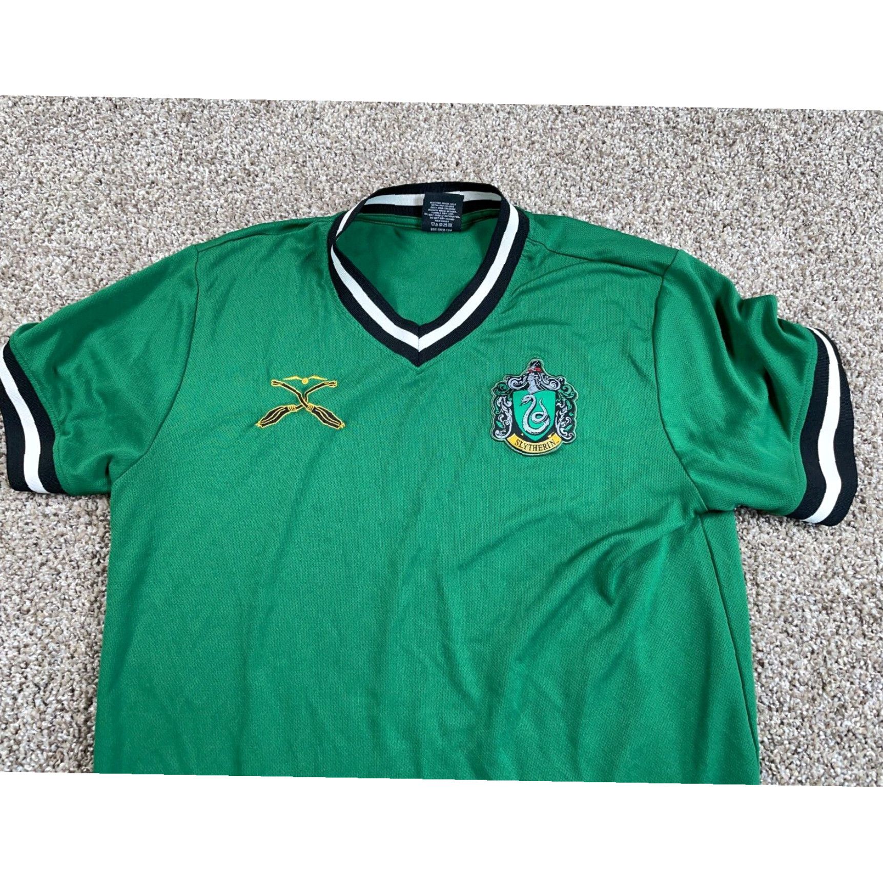 Vintage Harry Potter Slytherin House Crest Emblazoned Green Ringer Jersey for Adults in Large ...