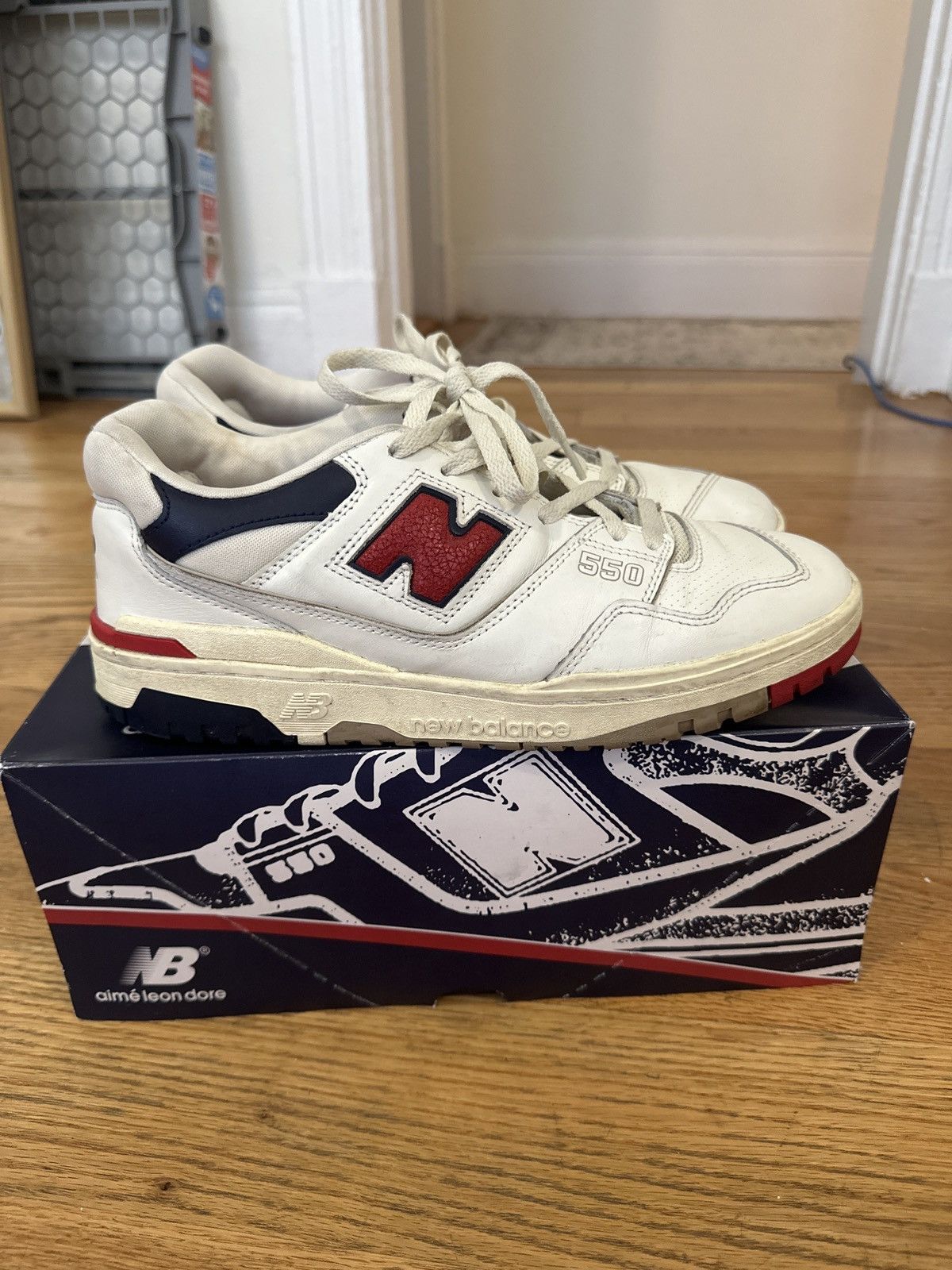 Aime Leon Dore × New Balance New Balance ALD 550 White Navy Red | Grailed