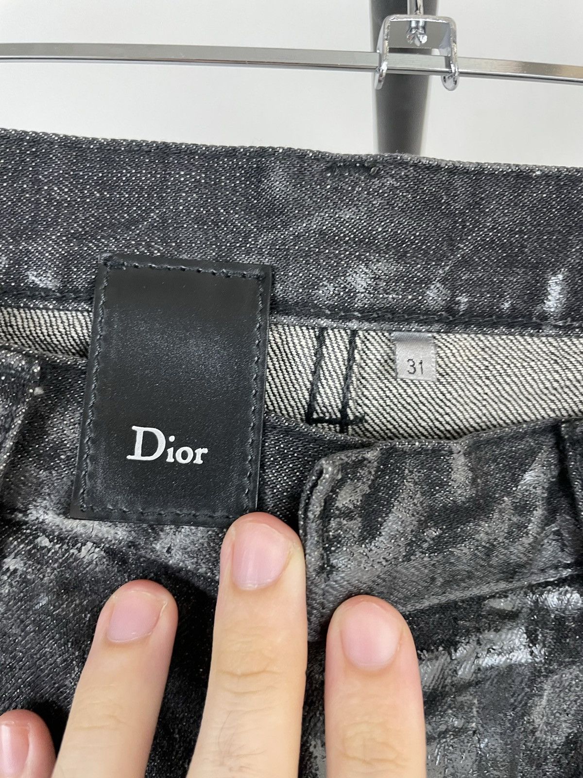 Dior AW2003 waxed luster clawmark hedi Slimane coated jeans denim | Grailed