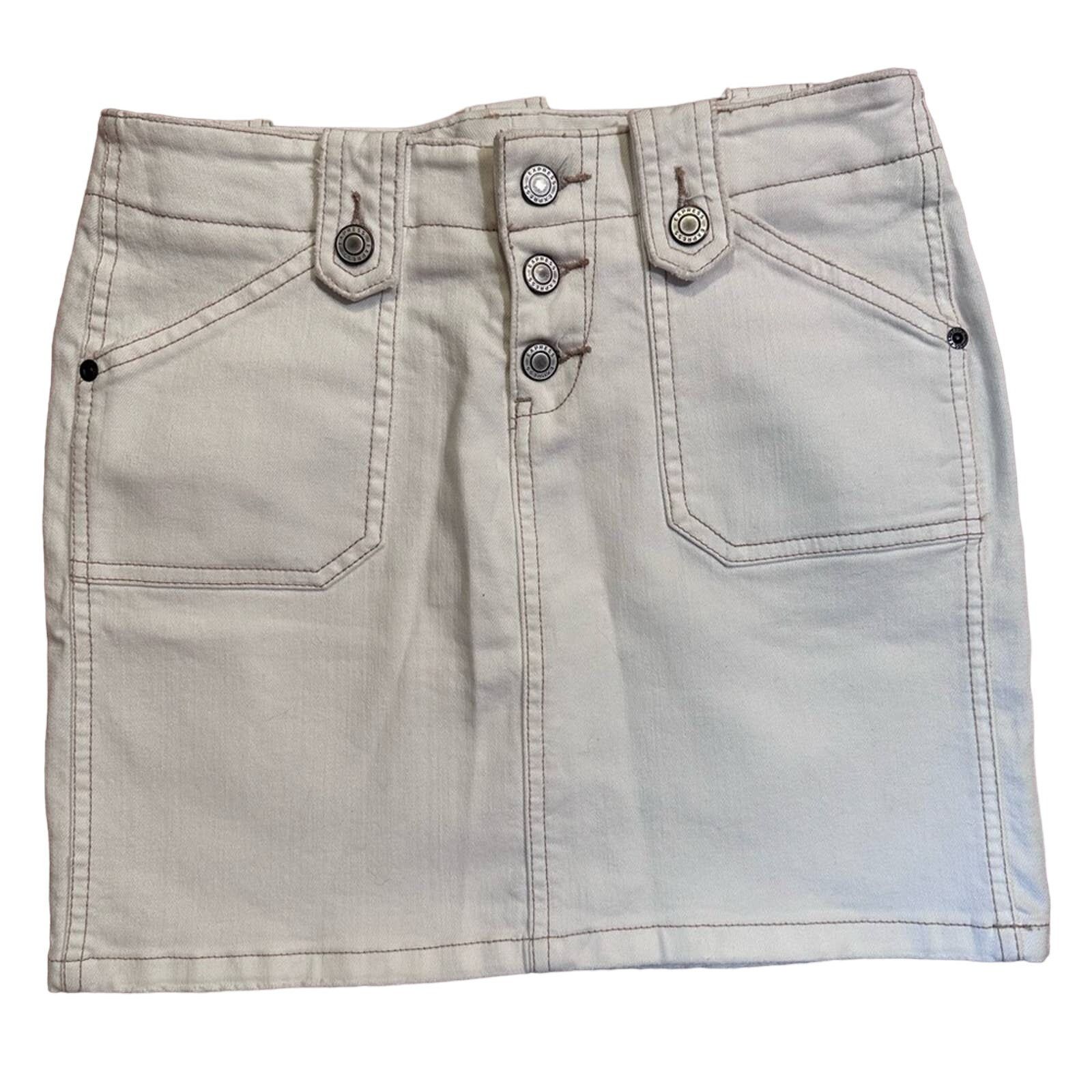 Express Vintage Y2K Cream Express Mini Skirt with Tan Stitching | Grailed