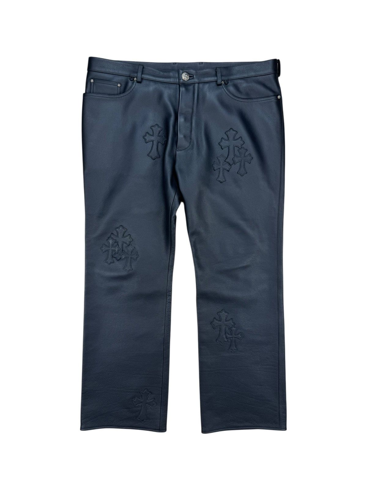 Chrome Hearts Chrome Hearts Leather Cross Patch Pants | Grailed